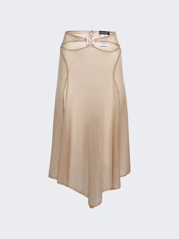 MUGLER Cut-out Asymmetric Hem Midi Skirt
