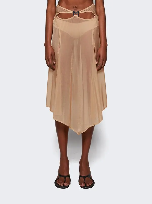 MUGLER Cut-out Asymmetric Hem Midi Skirt