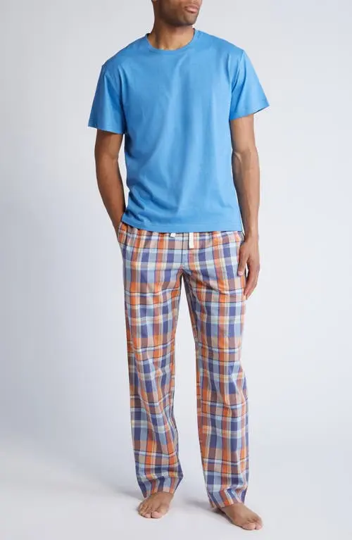 Majestic International Lessons In Color T-shirt & Plaid Pajama Pants - Blue Multi