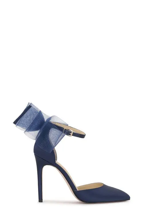 Jessica Simpson Pointed Toe Pumps With Bow Detailing - Navy Baby