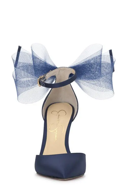 Jessica Simpson Pointed Toe Pumps With Bow Detailing - Navy Baby