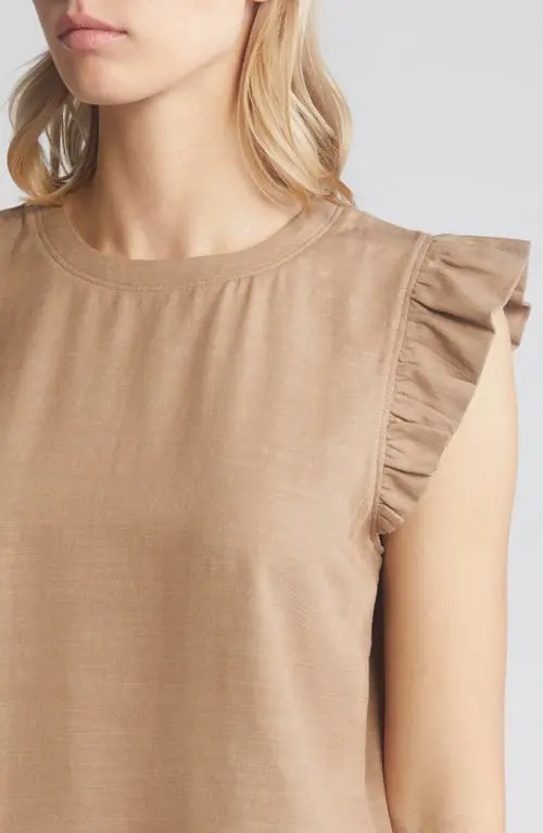 Wit & Wisdom Ruffle Sleeve Top - Peanut Butter