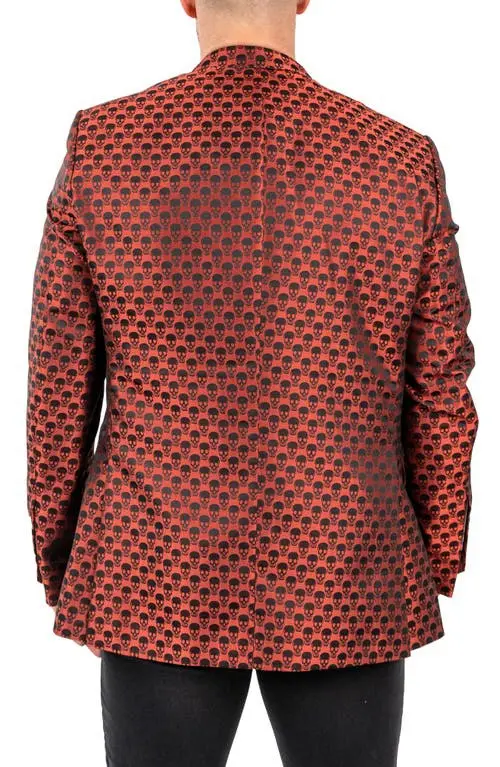 MACEOO Skull Printed Sport Coat - Orange