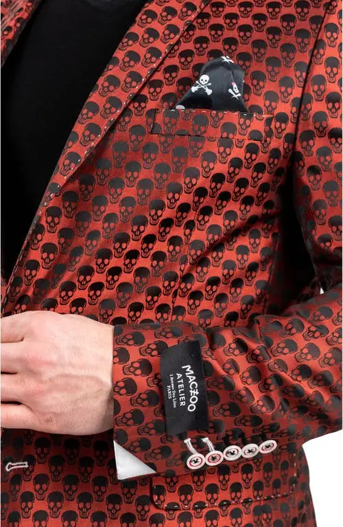 MACEOO Skull Printed Sport Coat - Orange