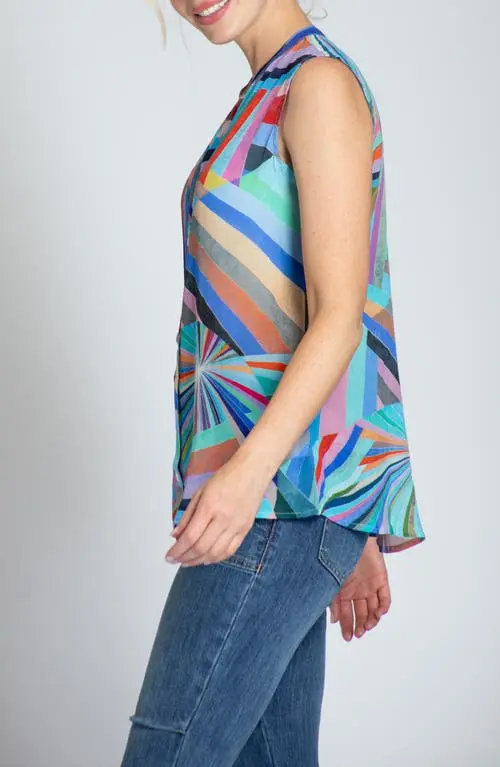 APNY Print Chiffon Sleeveless Top - Blue Multi