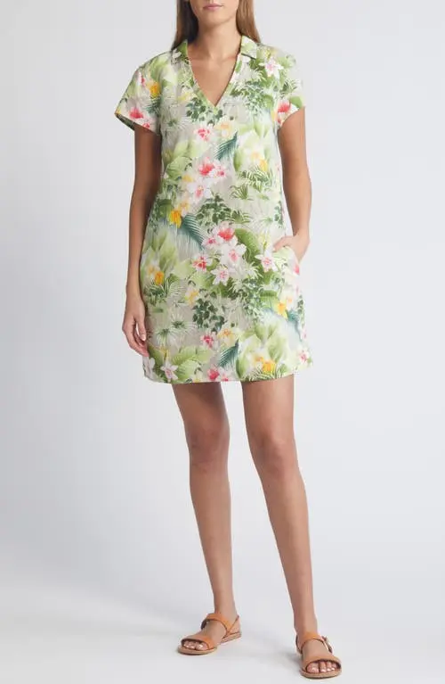 Tommy Bahama Flora Riviera Short Sleeve Linen Dress In Pure Khaki/Green -  28% Off | Editorialist