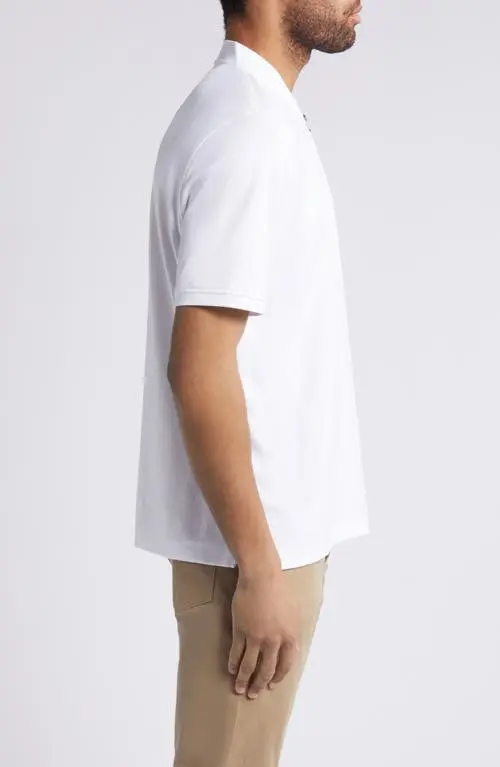 Johnston & Murphy Quarter Zip Jacquard Pima Cotton Blend Knit Polo - White