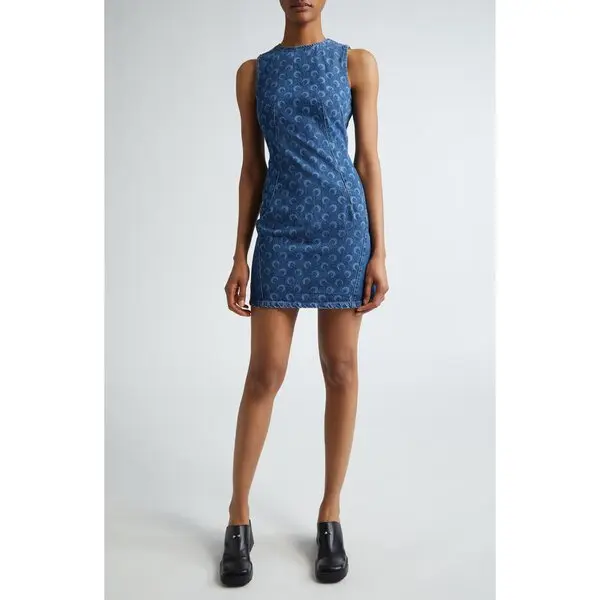 Marine Serre Crescent Moon Denim Sheath Dress In Blue - 55% Off |  Editorialist