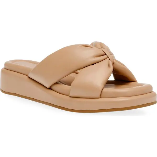 Anne Klein Aspire Wedge Sandal - Beige Smooth