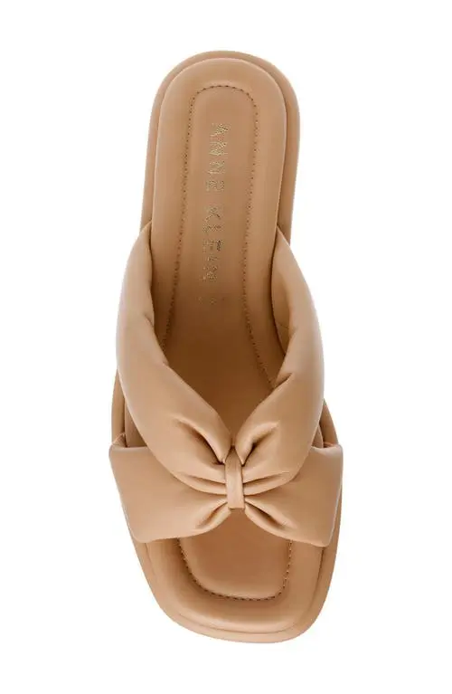 Anne Klein Aspire Wedge Sandal - Beige Smooth