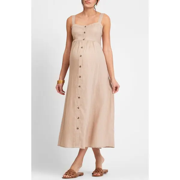 Seraphine Button-front Maternity/nursing Midi Sundress
