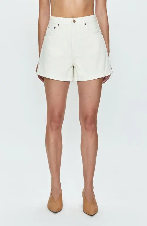 PISTOLA Saige High-waisted Denim Shorts - Eggshell