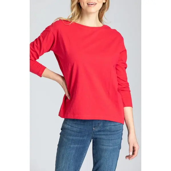 APNY Relaxed Fit Long Sleeve Cotton T-shirt - Red