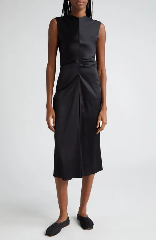 black matte satin dress Custom Full-Circle Black Matte Satin Overskirt main image 1