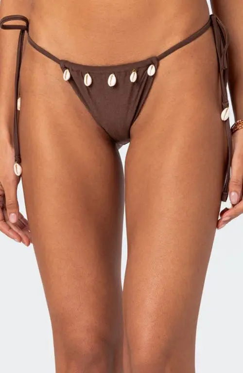 EDIKTED Puka Charm Bikini Bottom - Brown