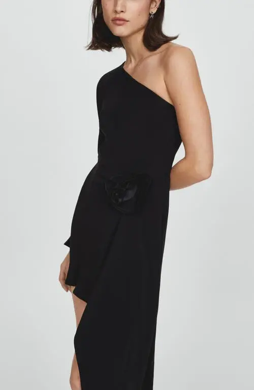 Mango One-shoulder Long Sleeve Minidress