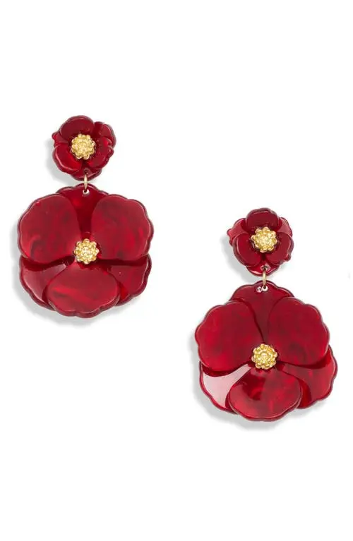 Nordstrom Pansy Drop Earrings - Dark Red