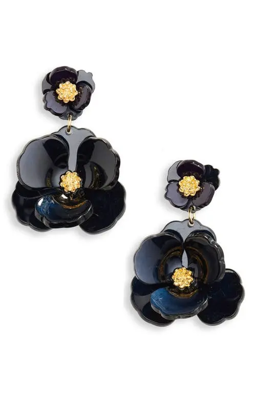 Nordstrom Pansy Drop Earrings - Navy- Gold