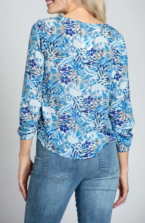 APNY Print V-neck Tie-front Top