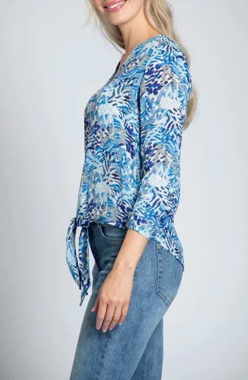 APNY Print V-neck Tie-front Top