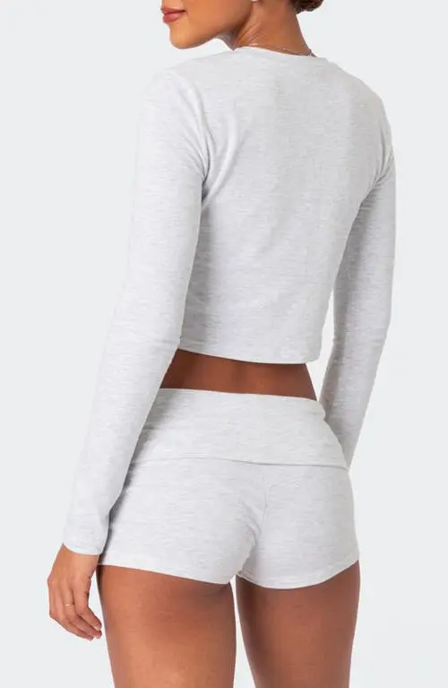 EDIKTED Meg Long Sleeve Crop Top - Gray-melange