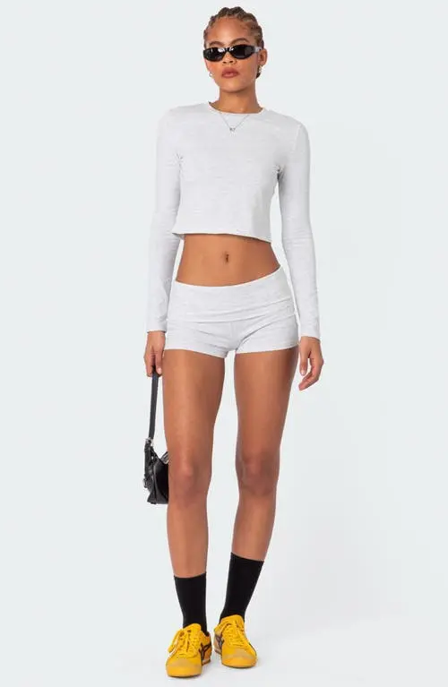 EDIKTED Meg Long Sleeve Crop Top - Gray-melange