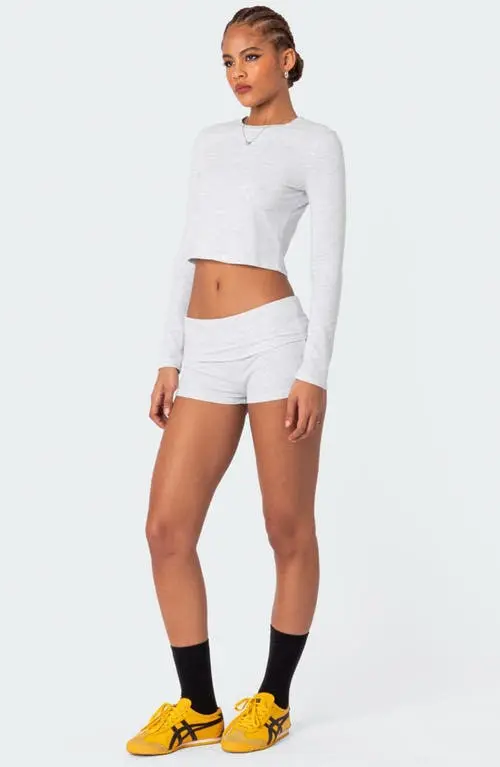 EDIKTED Meg Long Sleeve Crop Top - Gray-melange