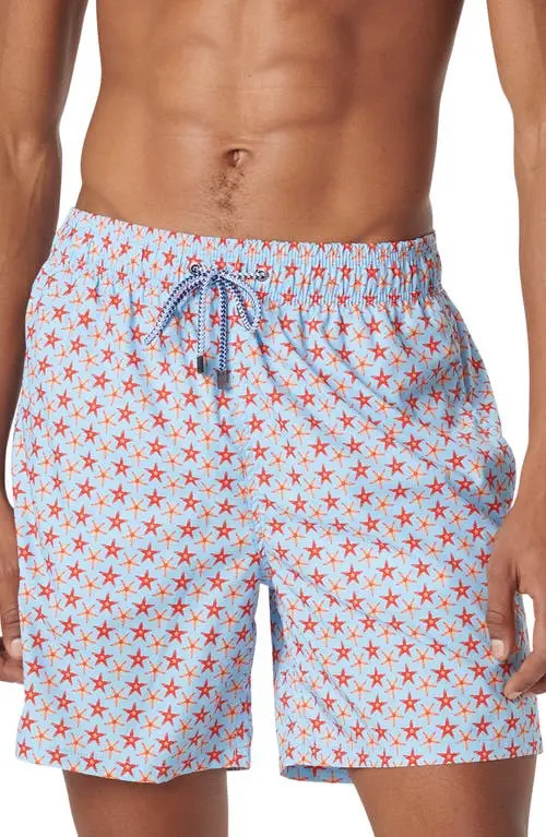Bugatchi Print Swim Trunks - Sky