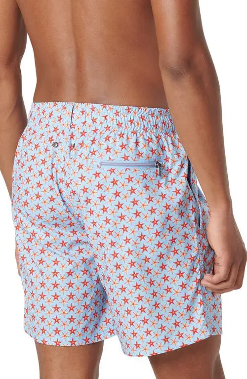 Bugatchi Print Swim Trunks - Sky