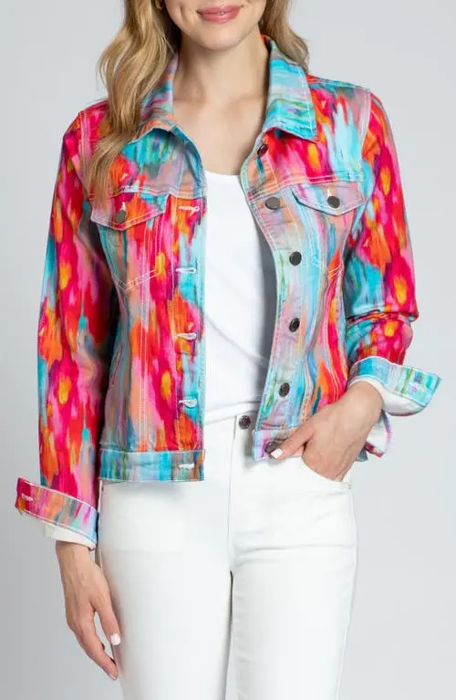 APNY Watercolor Print Trucker Jacket - Pink Multi