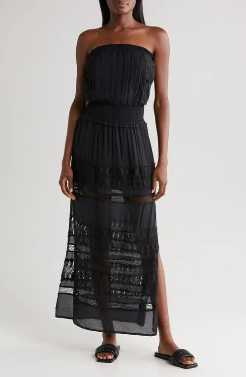 Elan Lace Strapless Cover-up Maxi Dress - Black