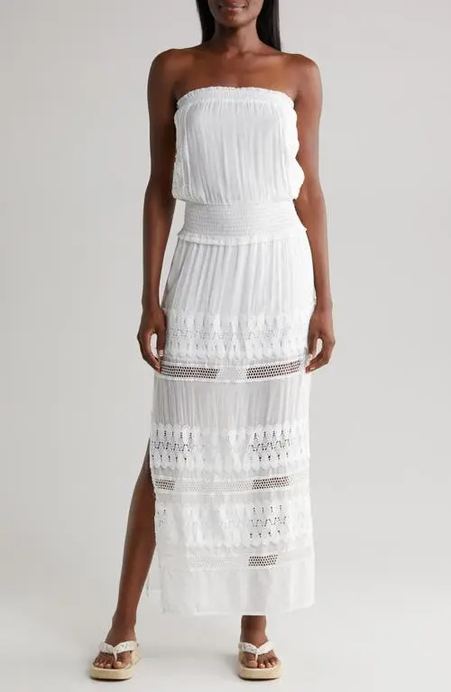 Elan Lace Strapless Cover-up Maxi Dress - White