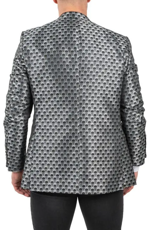 MACEOO Skull Printed Sport Coat - Grey