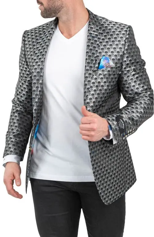 MACEOO Skull Printed Sport Coat - Grey