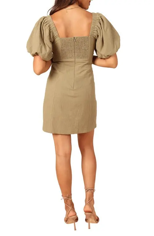 Petal Pup Tuscany Puff Sleeve Mini Dress In Olive 60% Off