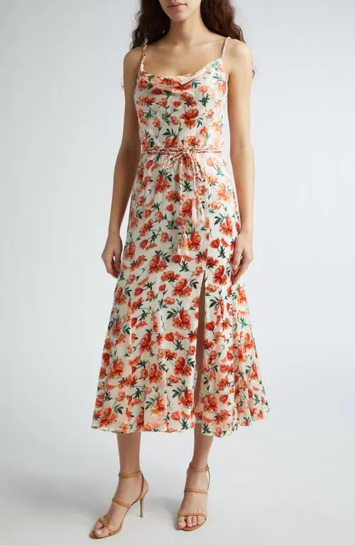 Alice + Olivia Lissa Cowl Neck Godet Midi Dress In Falling For You Off  White - 59% Off | Editorialist