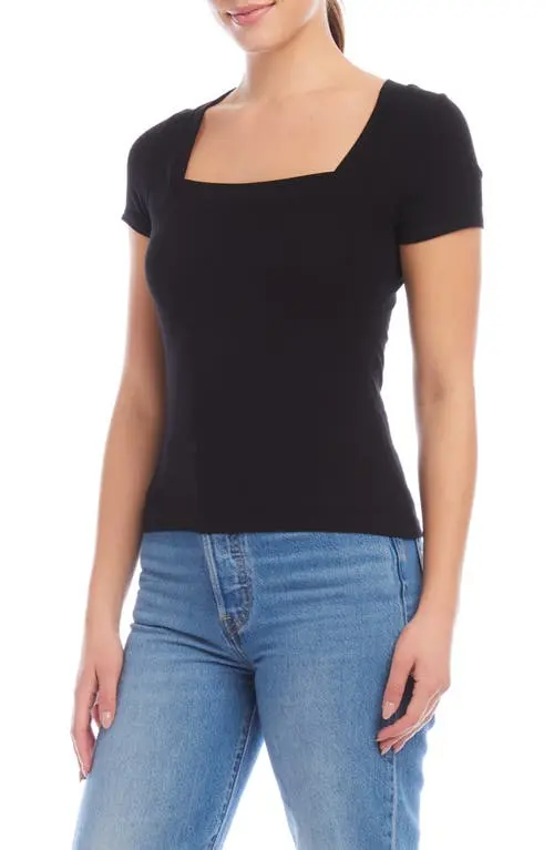 Fifteen Twenty Mindy Square Neck Rib Top - Black