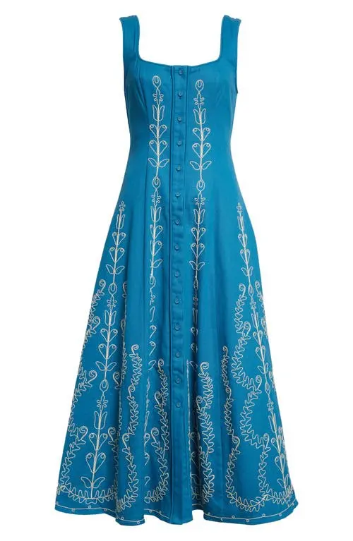 alemais donovan corded midi dress Alemais Donovan Corded Floral Organic Cotton Dress In Sapphire - 70% Off