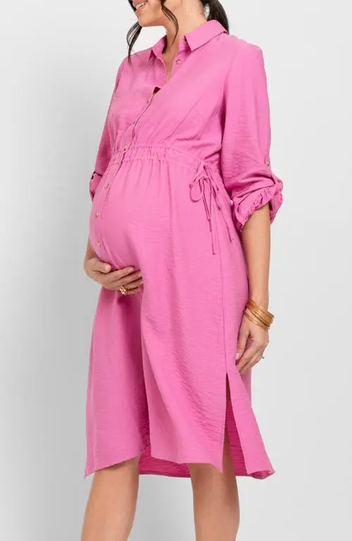 strapless open back dress Raspberry Sanna Maternity & Nursing Midi Dress – Special Addition main image 1