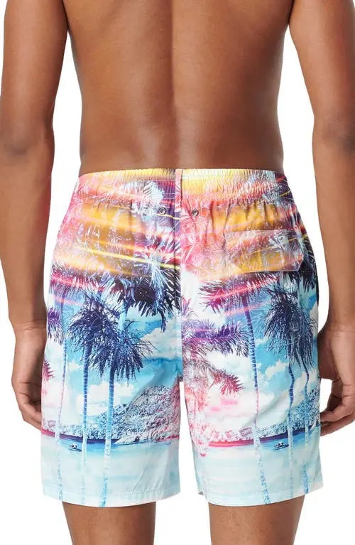 Bugatchi Cosmo Swim Trunks - Blue/pink Multi
