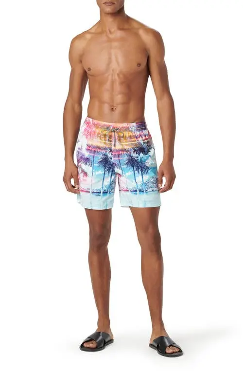 Bugatchi Cosmo Swim Trunks - Blue/pink Multi