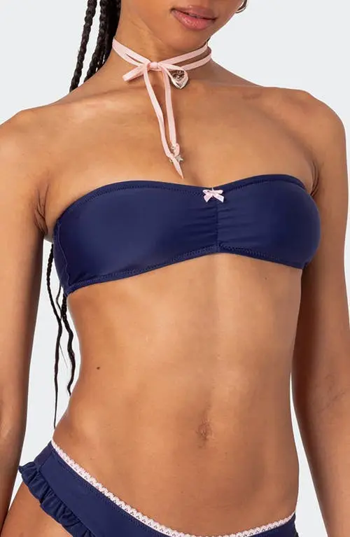 EDIKTED Maggie Bandeau Bikini Top - Navy