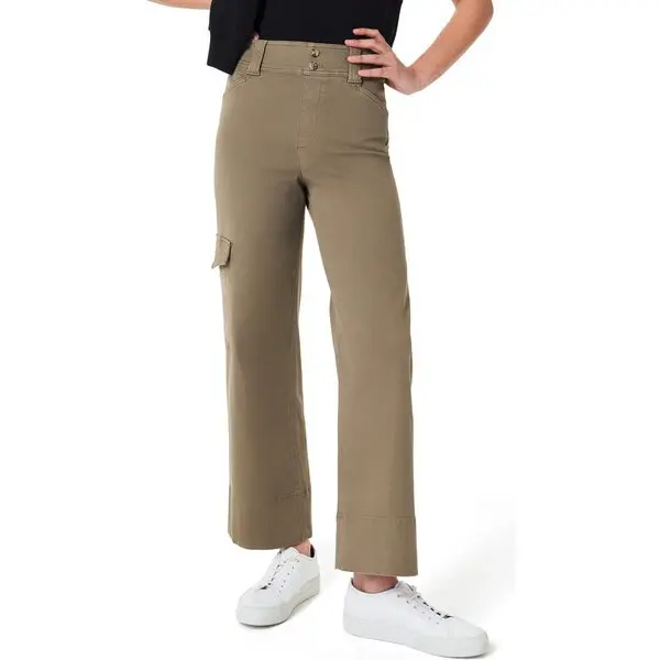 Spanx Stretch Cotton Blend Twill Ankle Cargo Pants - Tuscan Olive
