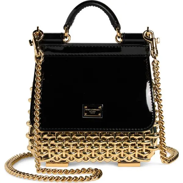 Dolce & Gabbana Mini Sicily Box Cage Shoulder Bag - 87530 Gold/black