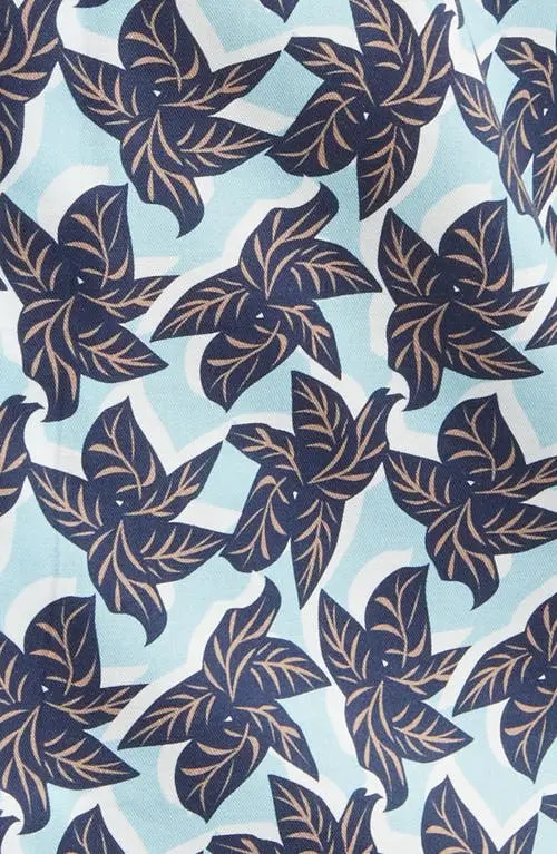 Johnston & Murphy Leaf Print Cotton And Modal Camp Shirt - Blue