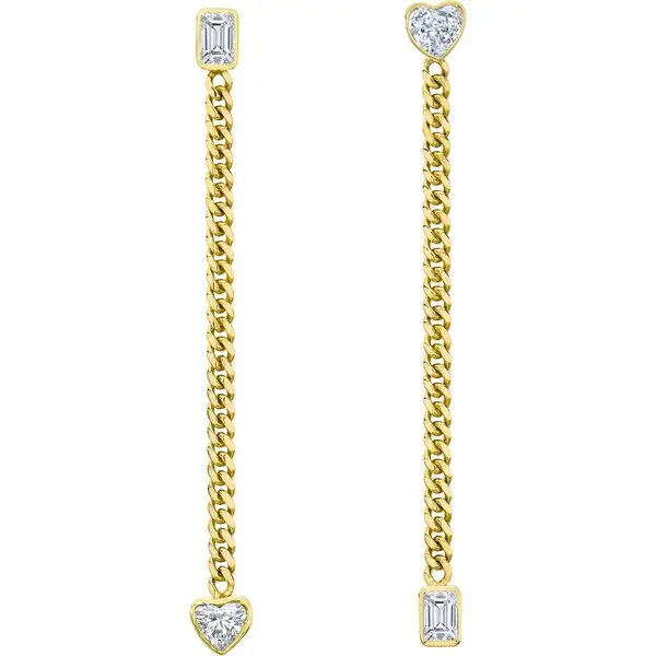 MINDI MOND Icon Fancy Chain Diamond Mismatched Earrings - Yellow Gold/ Diamond