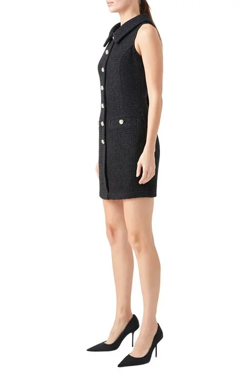 Endless Rose Button-front Tweed Minidress