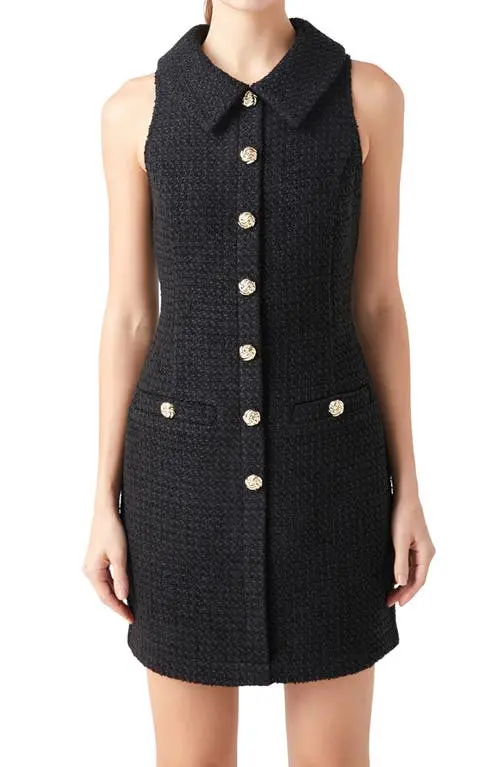 Endless Rose Button-front Tweed Minidress