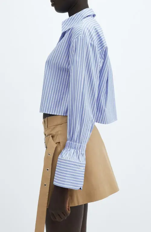 Mango Striped Crop Button-up Shirt