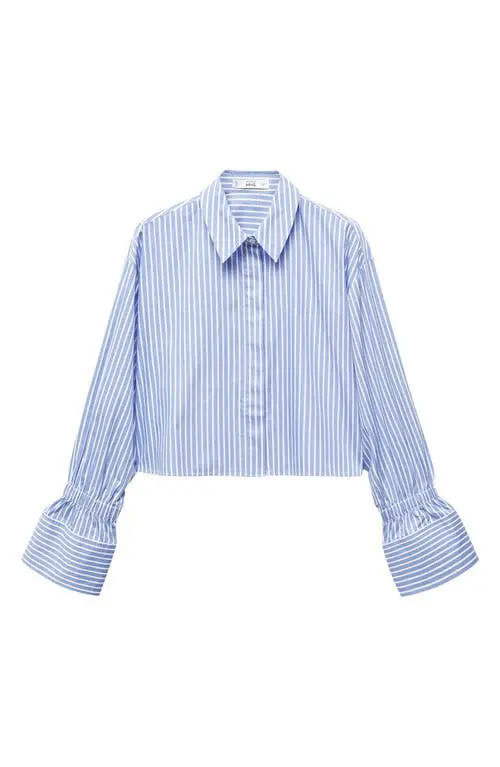 Mango Striped Crop Button-up Shirt